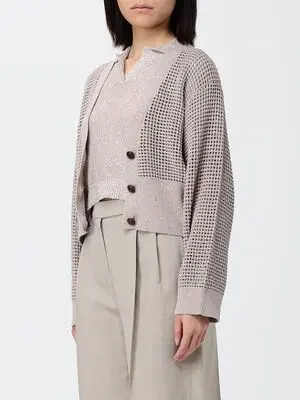 Brunello Cucinelli Perforated Cotton Cardigan With Sequins