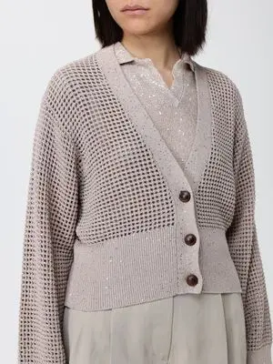 Brunello Cucinelli Perforated Cotton Cardigan With Sequins