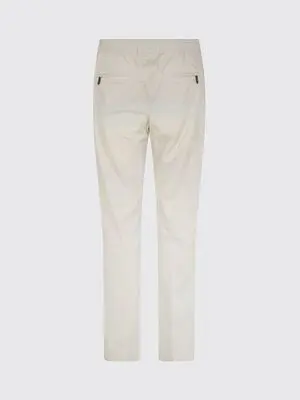 PT TORINO Slim Fit Cotton Blend Trousers With Drawstring - White