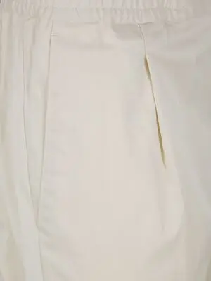 PT TORINO Slim Fit Cotton Blend Trousers With Drawstring - White
