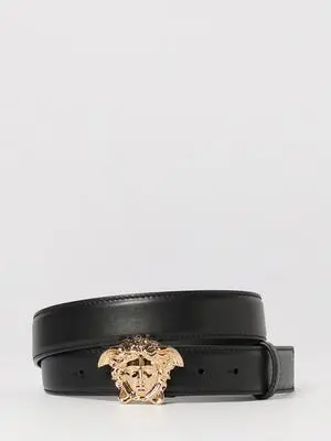 Versace Medusa Buckle Leather Belt - Black