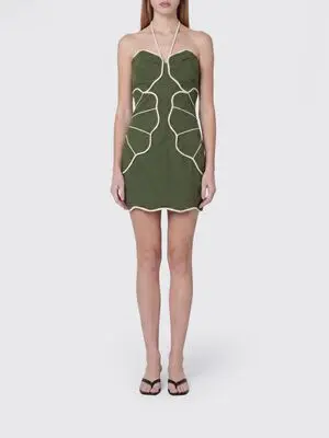 Farm Rio Wavy Trim Mini Dress In Lenzing™ Ecovero™ Euroflax - Green