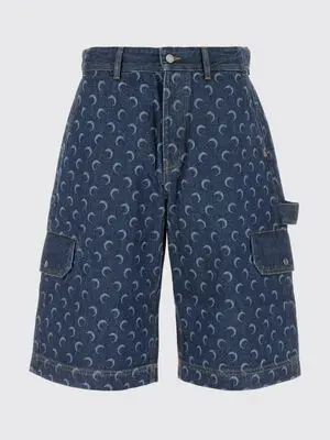 MARINE SERRE Monogram Print Denim Bermuda Shorts
