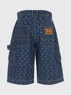 MARINE SERRE Monogram Print Denim Bermuda Shorts