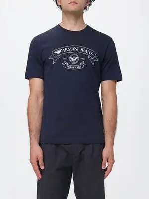 Emporio Armani Slim Fit Cotton T-shirt With Contrast Logo - Blue