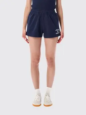 SPORTY & RICH Contrast Logo Cotton Jogging Shorts