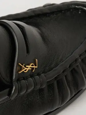 Saint Laurent Le Loafer Penny Loafers In Smooth Lambskin With Monogram - Black