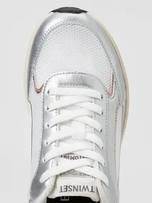TWINSET Laminated Leather And Mesh Sneakers