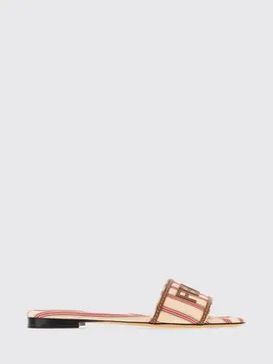 Fendi Sunshine Striped Canvas Slippers - Pink