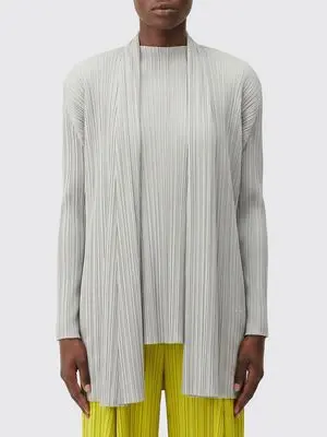Issey Miyake Pleated Crêpe V-neck Long-sleeved Cardigan - Grey