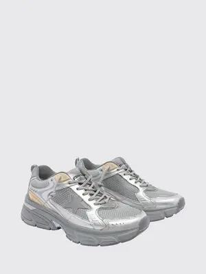 GOLDEN GOOSE Lightstar Laminated Calfskin Sneakers - Silver