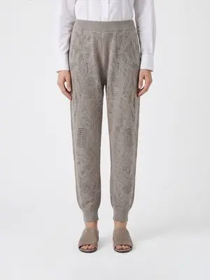 Brunello Cucinelli Cotton And Linen Straight Trousers With Sequins