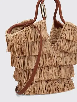 Zimmermann Goldentime Embroidered Raffia Handbag With Shoulder Strap