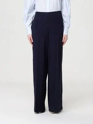 TWINSET Embroidered Viscose Blend Palazzo Pants - Blue