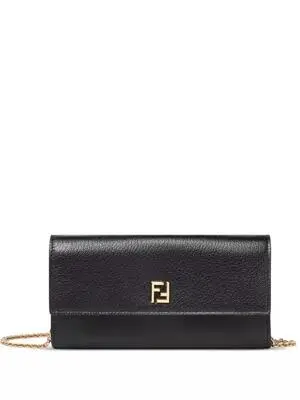 Fendi Ff Continental With Chain - Black