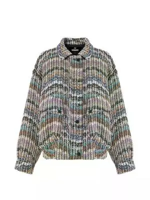 Missoni Oversized Bomber Jacket In Chevron Knit With Sequins