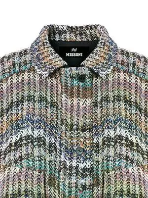 Missoni Oversized Bomber Jacket In Chevron Knit With Sequins