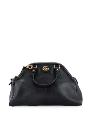 Gucci Re Top Handle Bag Leather Medium Satchel - Black