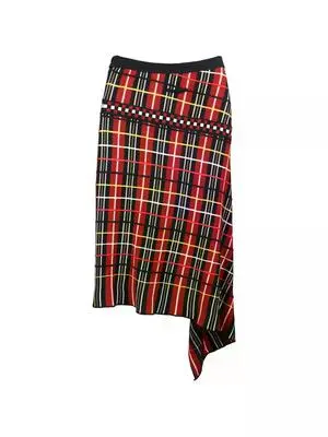 JEAN PAUL GAULTIER Tartan Knit Asymmetric Midi Skirt