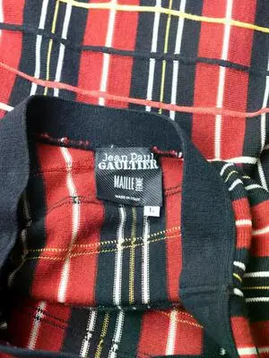 JEAN PAUL GAULTIER Tartan Knit Asymmetric Midi Skirt