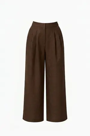 EXQUISE Owen Pocket Zipper Culotte Linen Pants - Brown