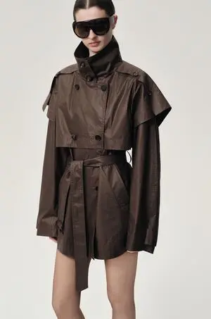 FRONT ROW SHOP Lisa Cape Trench Dark Cherry