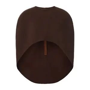 FRONT ROW SHOP Opera Double-faced Wool Cape Top Chocolate - Brown