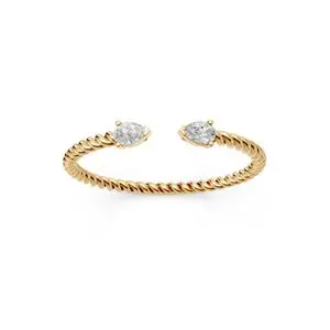 AYA FINE JEWELRY Minimalist Pear Lab Grown Diamond Open Promise Ring In 18k Gold - Yellow