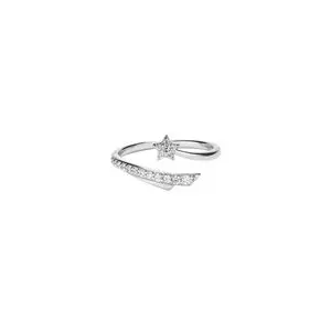 VANCHI Crystal Shooting Star Open Ring In Silver