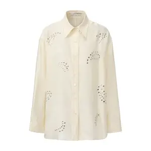 FRONT ROW SHOP Embellished Oversized Shirt - Yellow