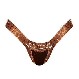 LUXSEA SWIMWEAR Milani Shimmer Crochet Bikini Bottom - Brown