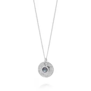 NELLOU JEWELLERY Labradorite Luna Disc Necklace - Silver