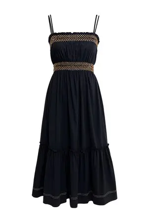 EXQUISE Spaghetti Strap Midi Dress - Black