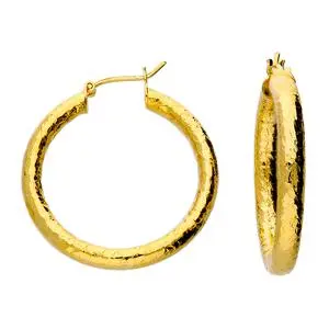 KAIZARIN Hammered Hoop Earrings - Gold