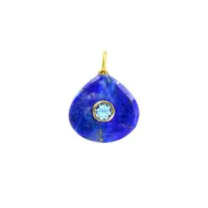 KAMARIA Lapis Gemstone Pendant With Topaz Fan - Blue
