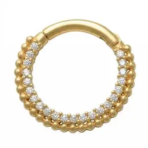 Zahav Jewelry 10k Solid 18g Cz Pavé Clicker Hoop - Gold