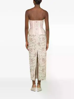 Agua Bendita Embroidered Strapless Top