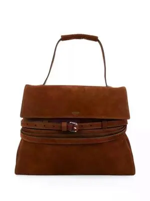 Moschino Buckle-detail Suede Tote Bag - Brown