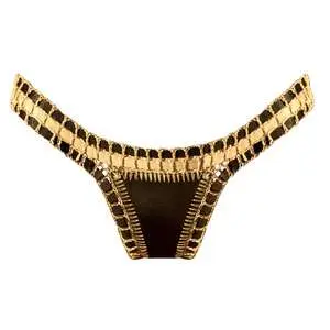 LUXSEA SWIMWEAR Celeste Gold Shimmer Crochet Bikini Bottom - Black