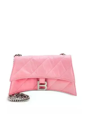 Balenciaga Crush Chain Flap Bag Quilted Crushed Calfskin Small Shoulder Bag - Pink