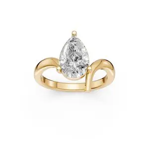 AYA FINE JEWELRY 1 Carat Pear Lab Grown Diamond Bypass Solitaire Engaget Ring In 14k Gold - Yellow