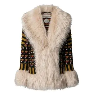 THE EXTREME COLLECTION Multicolour Short Knit Coat With Faux Fur Daisy
