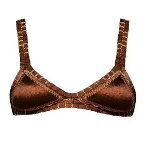 LUXSEA SWIMWEAR Milani Shimmer Crochet Bikini Top - Brown