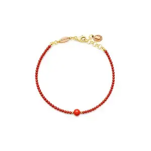 UNALOE Red / Silver Red Coral Bracelet With Gold-plated Details - Red/silver