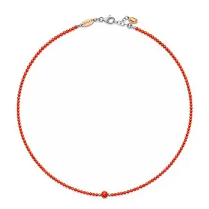 UNALOE Red / Silver Sterling Silver And Red Coral Beaded Necklace - Red/silver