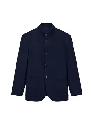 Giorgio Armani Blazer One Shot Regular Fit In Fluid Virgin Wool - Blue