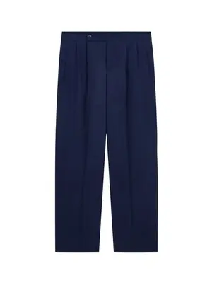 Giorgio Armani Trousers Oversized Fit In Fluid Virgin Wool - Blue