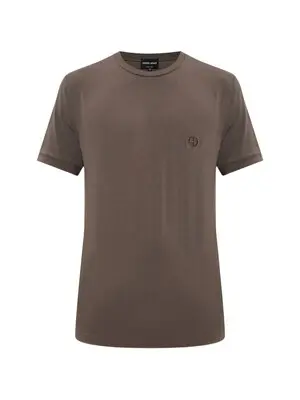 Giorgio Armani Embroidered-logo T-shirt - Brown