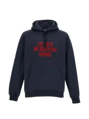 LES DEUX Logo-print Drawstring Hoodie - Blue