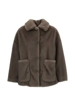 Herno Faux Fur Bomber Jacket - Brown